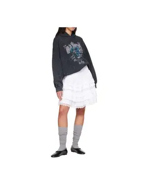 GANNI Cropped Cotton Hoodie - Phantom Black
