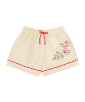 Zimmermann Floral-embroidered Drawstring Shorts - Ivory