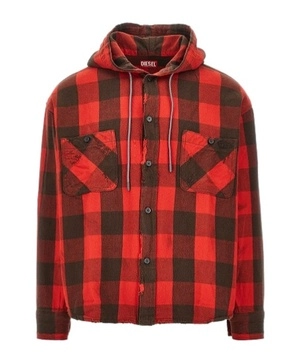 DIESEL® Plaid Long Sleeve Hooded Shirt