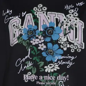 GANNI Floral Graphic T-shirt - Phantom Black