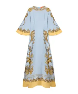 La DoubleJ Sœur Oceania-print Bell Sleeve Maxi Dress