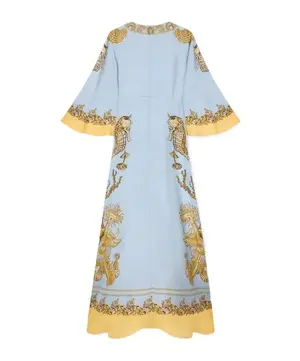 La DoubleJ Sœur Oceania-print Bell Sleeve Maxi Dress