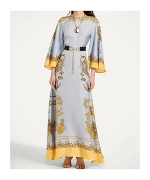 La DoubleJ Sœur Oceania-print Bell Sleeve Maxi Dress