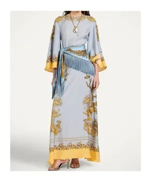 La DoubleJ Sœur Oceania-print Bell Sleeve Maxi Dress