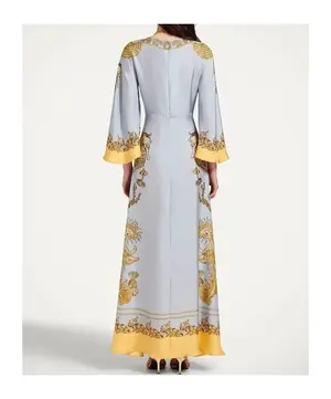 La DoubleJ Sœur Oceania-print Bell Sleeve Maxi Dress