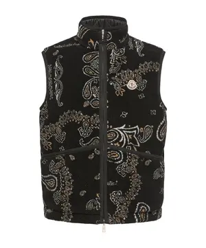 Moncler Reversible Paisley Print Padded Teddy Vest - Black