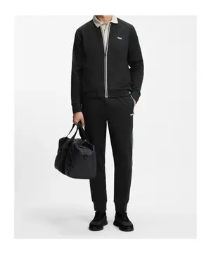 Hugo Boss Triangle-jacquard Tracksuit Bottoms With Rubberised Logo