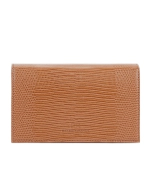 Elisabetta Franchi Reptile-effect Logo Plaque Clutch Bag - Cigar Color