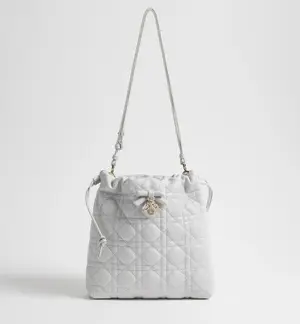 Dior Cannage Lambskin Mini Bucket Bag - White