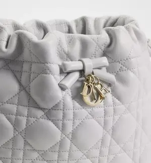 Dior Cannage Lambskin Mini Bucket Bag - White