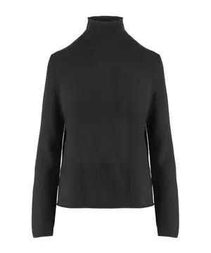 ALLUDE Ribbed Turtleneck Knitted Sweater - Black