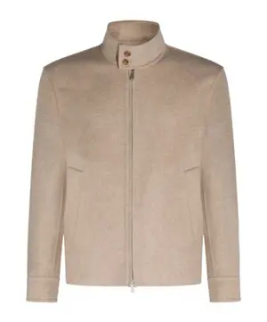 LARDINI Long Sleeve Jacket With Stand Collar And Zip Up Closure