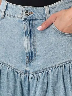GANNI Ruffled Tiered-hem Midi Skirt
