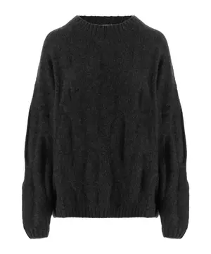 ALLUDE Ribbed Hem Knitted Sweater - Black