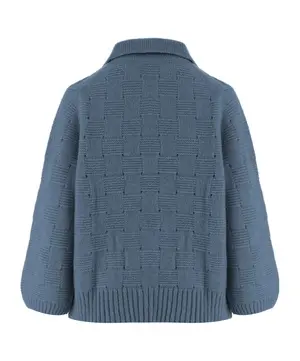 ALLUDE Textured Button-up Cardigan - Blue