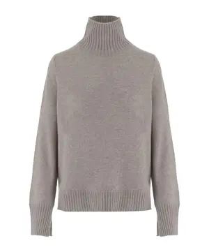 ALLUDE Cashmere Turtleneck Knitted Sweater - Gray