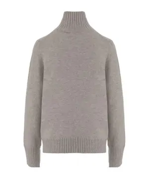 ALLUDE Cashmere Turtleneck Knitted Sweater - Gray