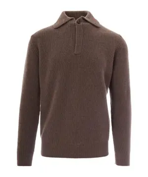 BALLANTYNE Long-sleeved Polo Collar Sweater - Brown
