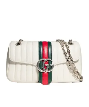 Gucci Jetset Gg Marmont Medium Shoulder Bag - White