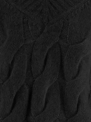 ALLUDE Cable-knit V-neck Sweater - Black