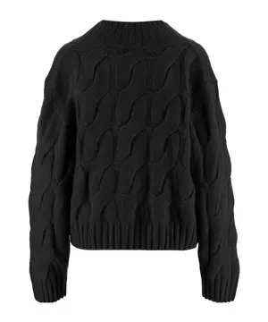 ALLUDE Cable-knit V-neck Sweater