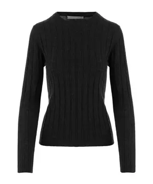 ALLUDE Ribbed Fitted Turtleneck Jumper - Black