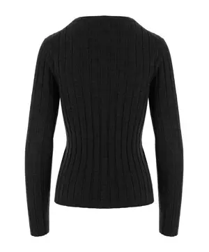 ALLUDE Ribbed Fitted Turtleneck Jumper - Black