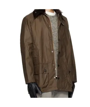 Barbour Waxed Cotton Jacket With Corduroy Collar - Bark