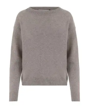 ALLUDE Cashmere Crew Neck Knitted Sweater - Gray