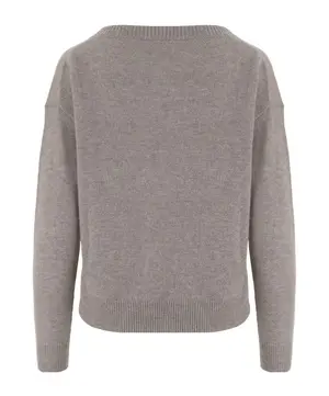 ALLUDE Cashmere Crew Neck Knitted Sweater - Gray