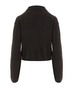 ALLUDE Zip-up Collar Cardigan With Front Pockets