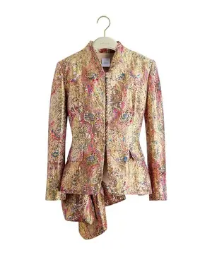 Dior Bar" Jacket With Oversized Bow Detail - Multi-color