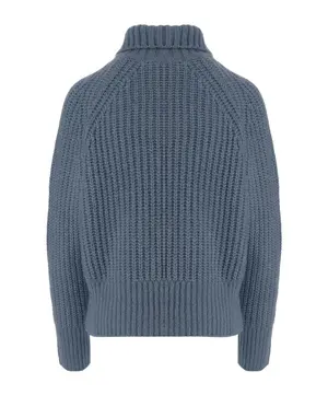 ALLUDE Half Zip Ribbed Knit Sweater