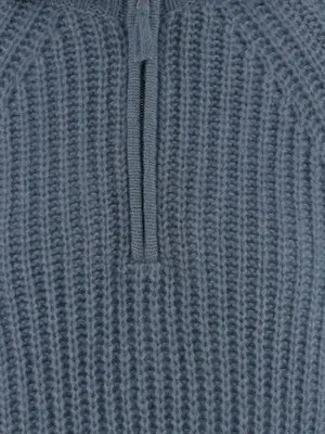 ALLUDE Half Zip Ribbed Knit Sweater