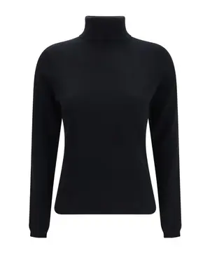 ALLUDE Fitted Turtleneck Sweater With Ribbed Cuffs And Hem