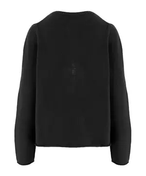 ALLUDE Ribbed Crew Neck Knit Sweater - Black