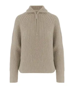 ALLUDE Half-zip Turtleneck Knitted Sweater