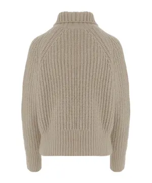 ALLUDE Half-zip Turtleneck Knitted Sweater