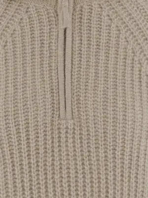 ALLUDE Half-zip Turtleneck Knitted Sweater