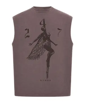 REPRESENT 247 Angel Printed Sleeveless Top - Grey