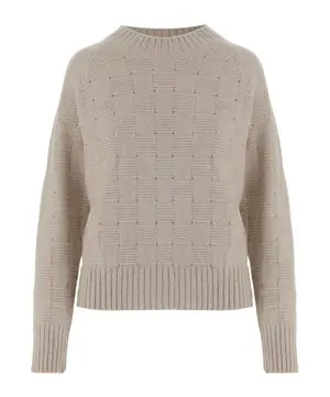 ALLUDE Textured Knit Knitted Sweater - Nude