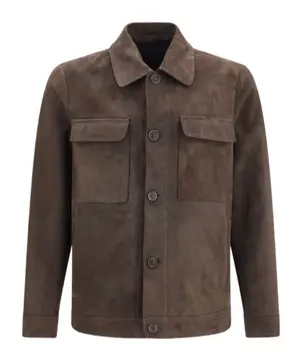 SALVATORE SANTORO Button-up Leather Jacket - Brown