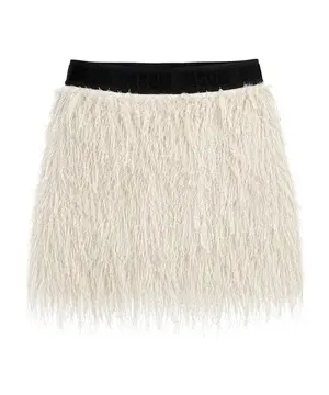 MSGM Faux Fur Skirt - Cream