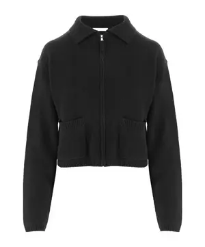 ALLUDE Cropped Zip-up Cardigan