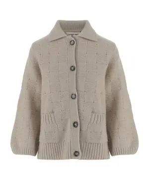 ALLUDE Textured Knit Cardigan - Nude