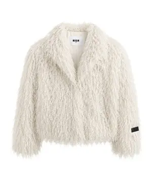 MSGM Faux Fur Coat - Cream