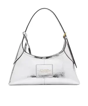 Marc Jacobs Small Belted Sack In Metallic Crinkle Leather - Silver