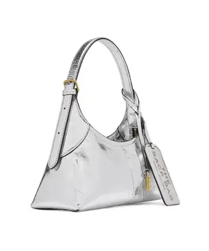 Marc Jacobs Small Belted Sack In Metallic Crinkle Leather - Silver