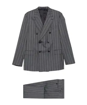 Caruso Pinstriped Double-breasted Suit - Grey