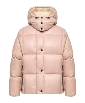 Moncler High Neck Down Jacket With Long Sleeves And Hidden Closures - Pink